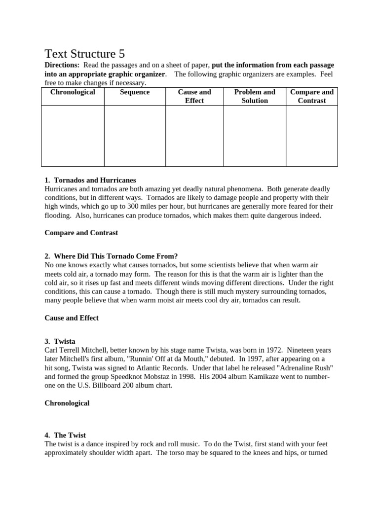 Text Structure 5 Answers | PDF