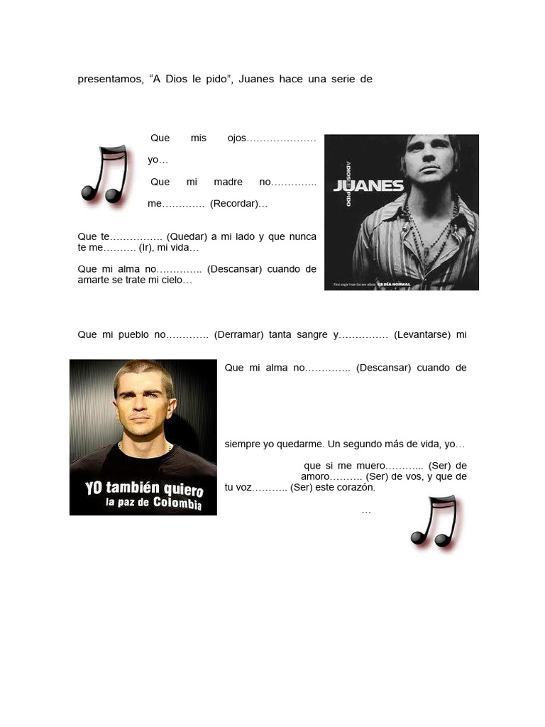 A Dios Le Pido - Práctica - PresSubj | PDF