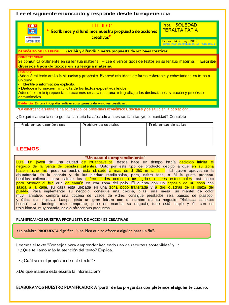 Experiencia 2 - Actividad Comp VI Ciclo - Corregido | PDF