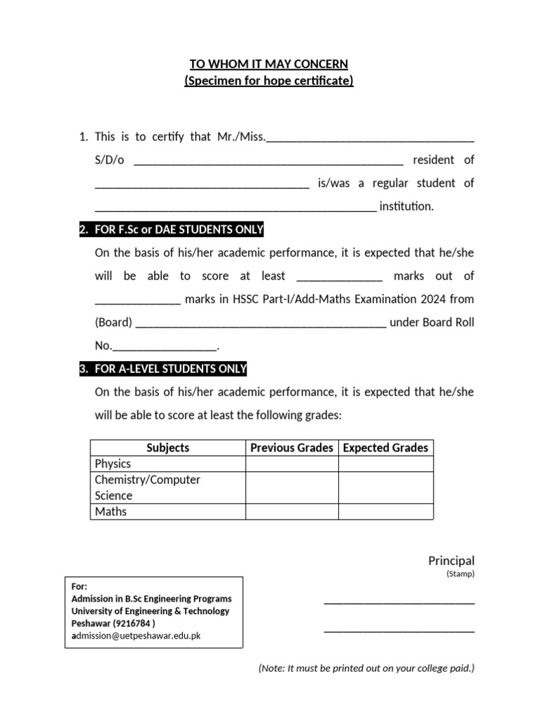 Hope Certificate | PDF