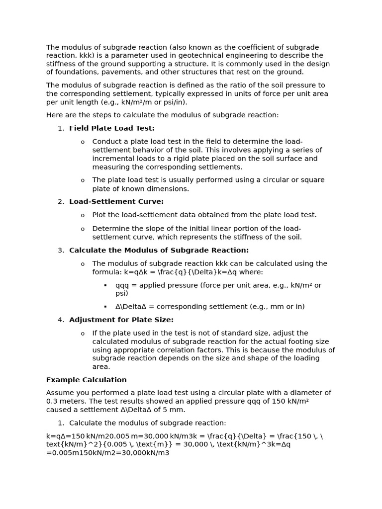 Modulus Of Subgrade Reaction Pdf