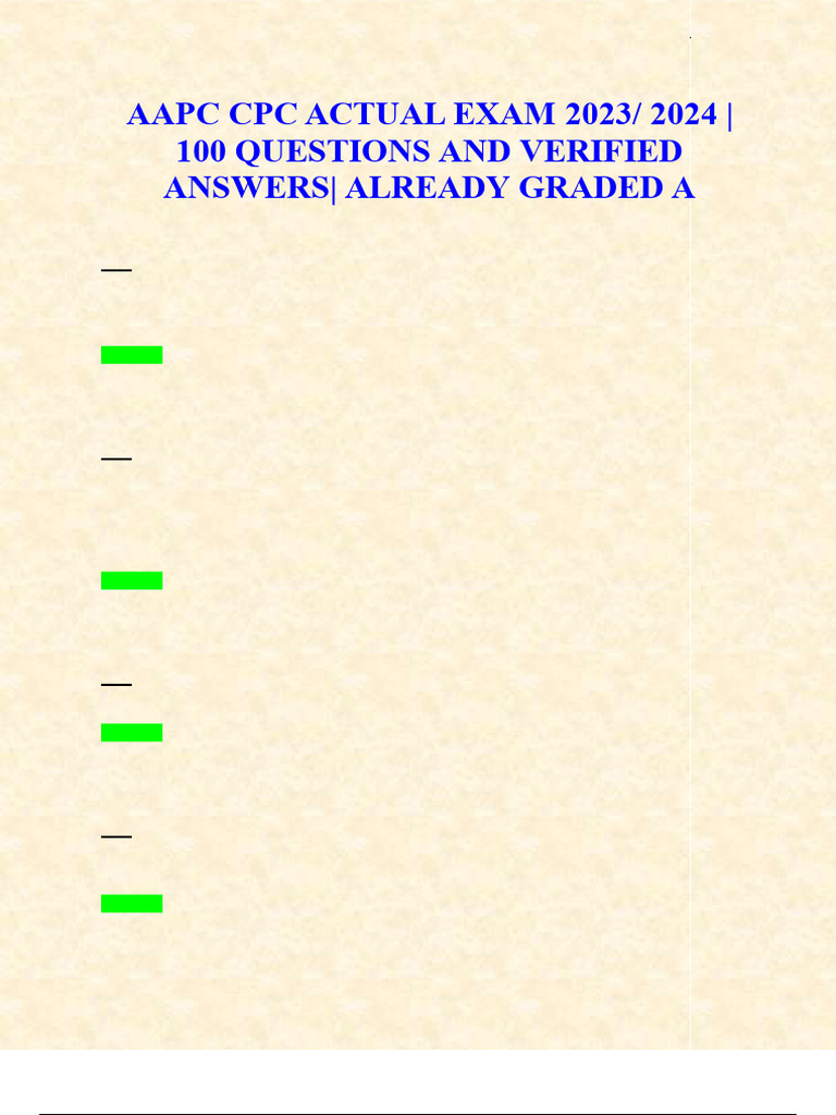 Aapc Cpc Actual Exam 2023 2024 100 Questions And Verified Answers Already Graded A Pdf Pdf