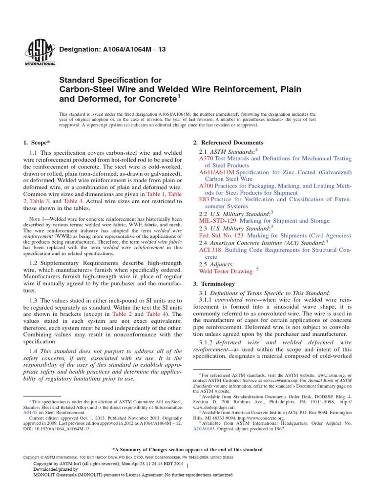Astm A1064 A1064m | PDF