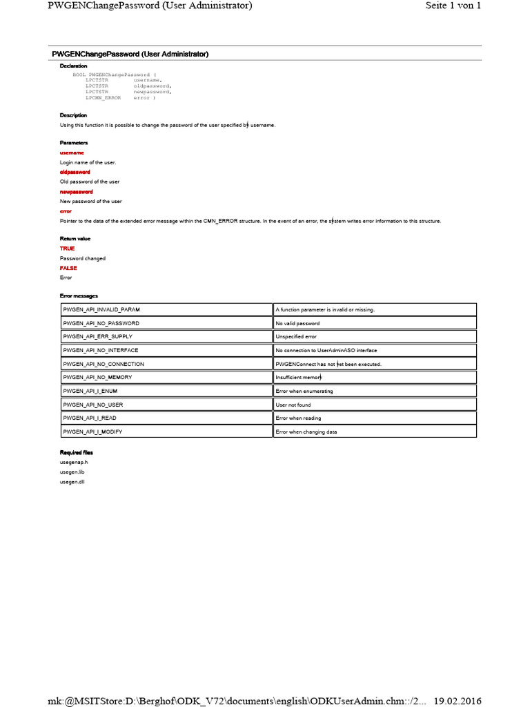 ODK PWGENChangePassword | PDF