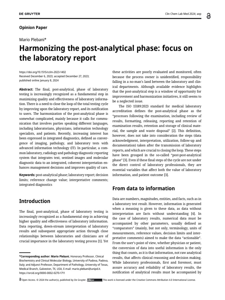 Harmonizing Laboratory Report Standards | PDF | Medical Diagnosis ...