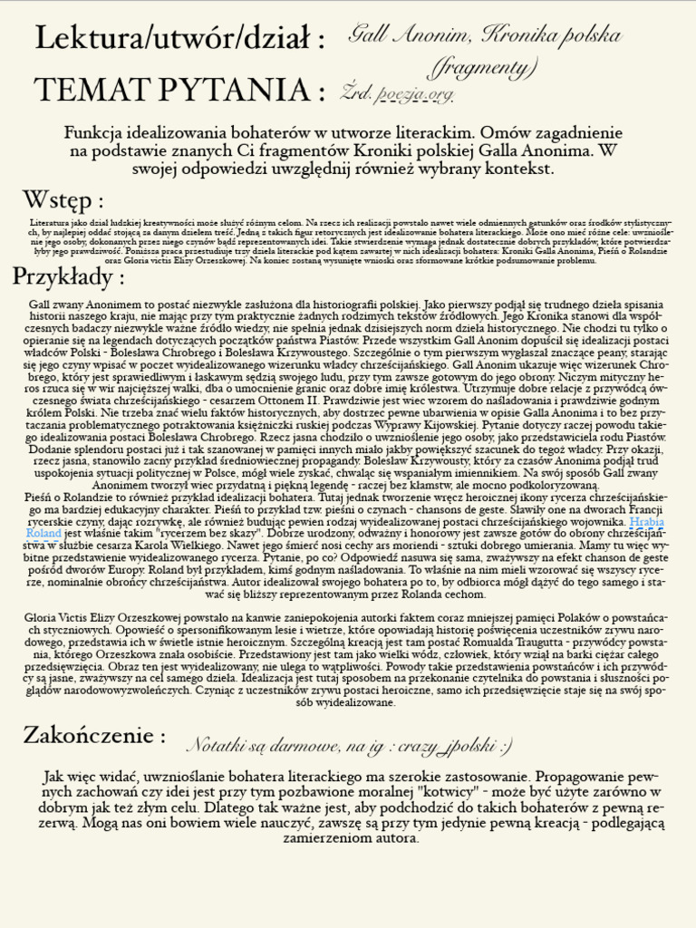Gall Anonim, Kronika Polska (Fragmenty) | PDF
