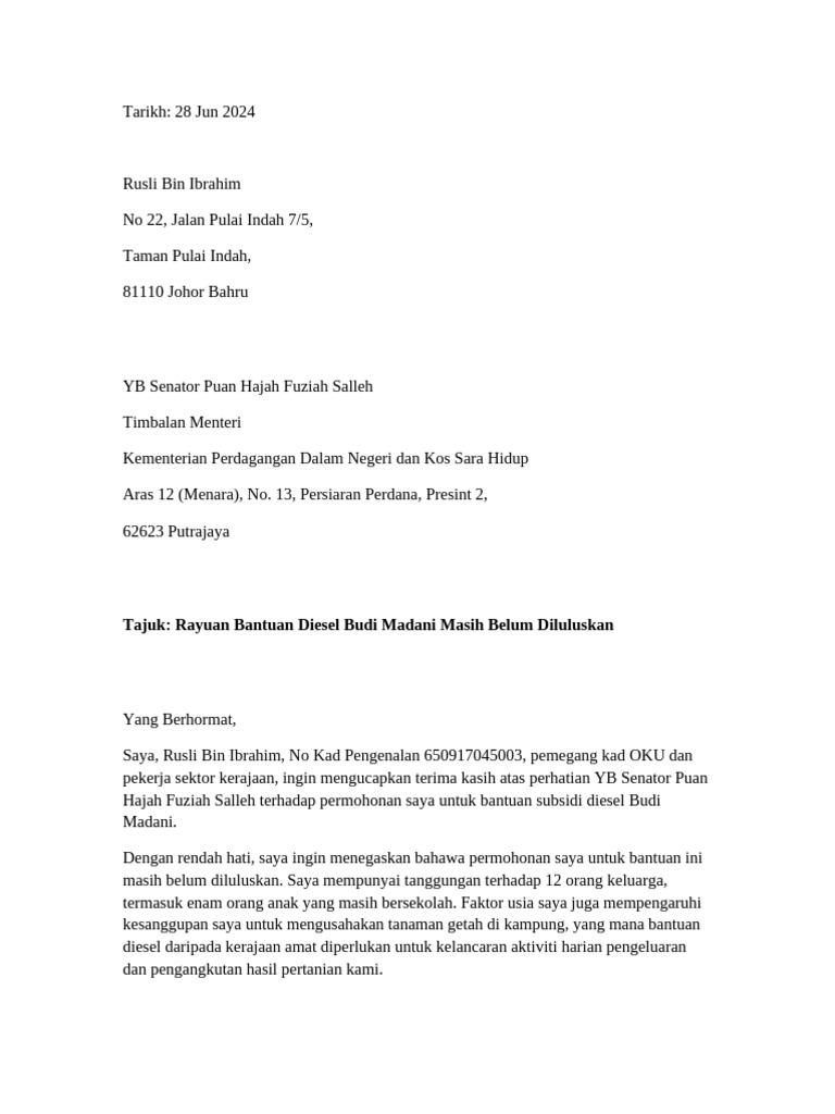 Rayuan Diesel Budi Madani (Rusli Bin Ibrahim) | PDF | Finance & Money ...