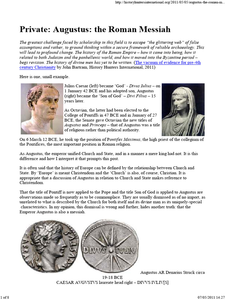 Augustus - The Roman Messiah | PDF
