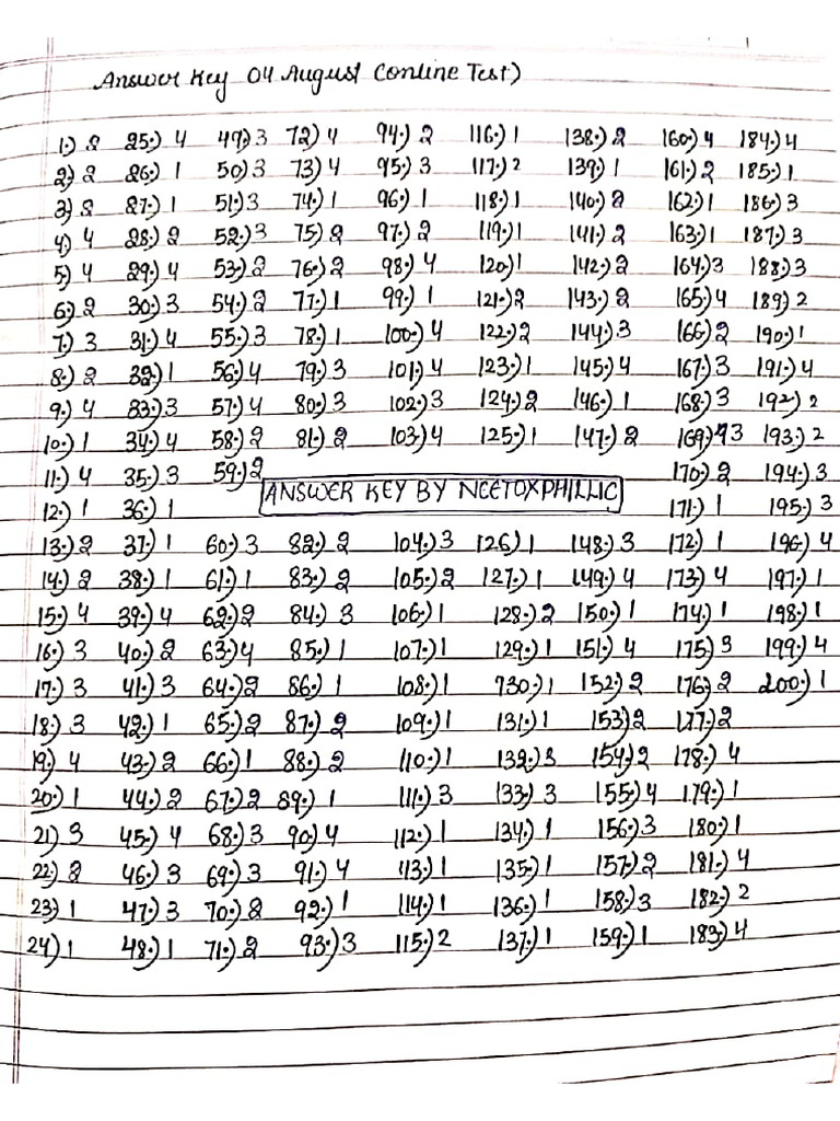 Answerkey 4 Aug | PDF