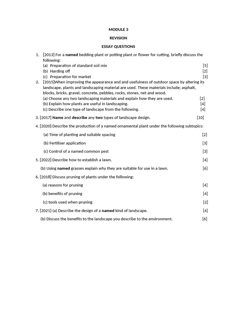 MODULE 3 Revision Essay Questions | PDF