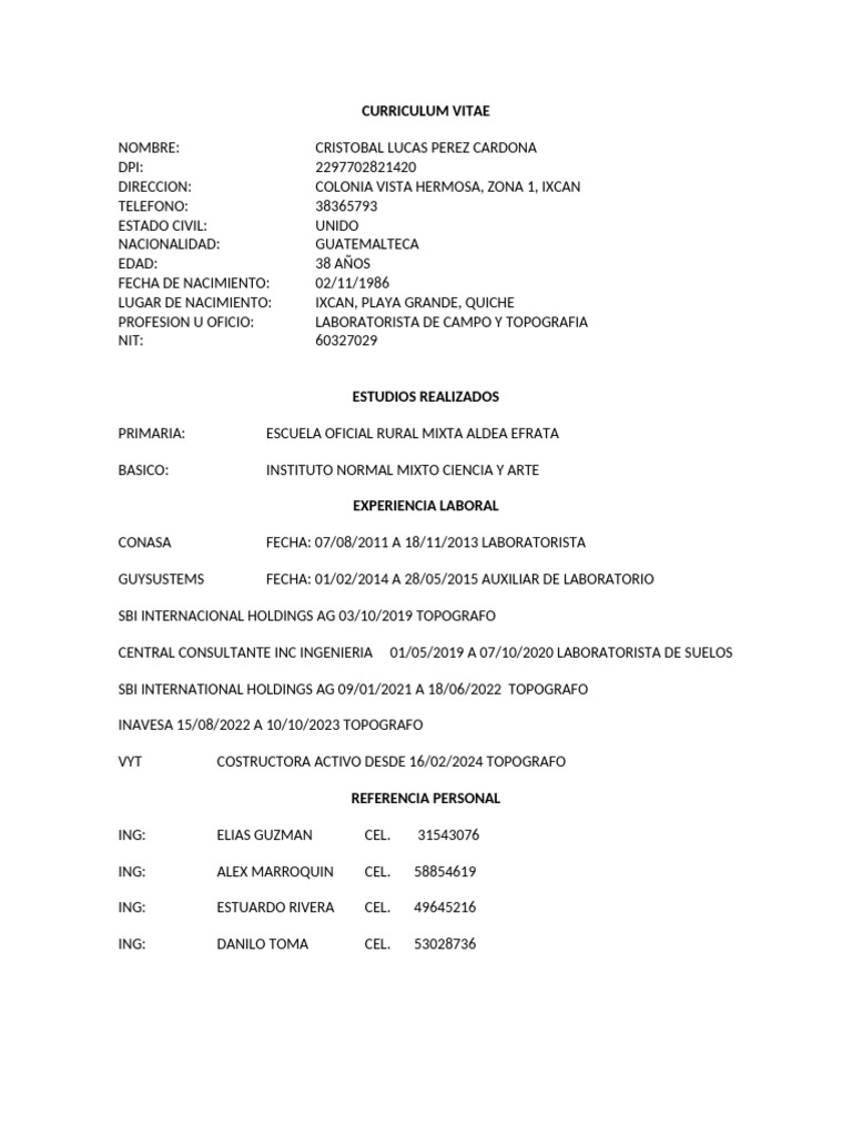 Curriculum Vitae Lucas | PDF
