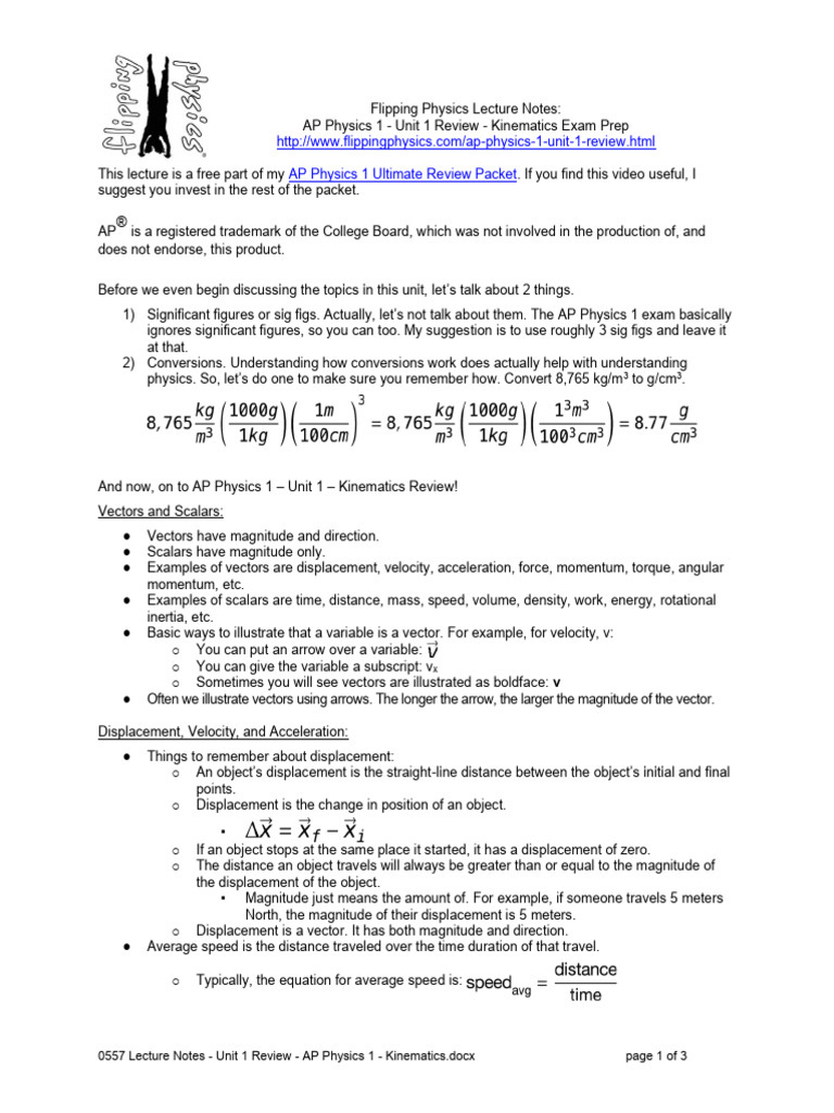 Ap Physics 1 Review Lecture Notes - All | PDF