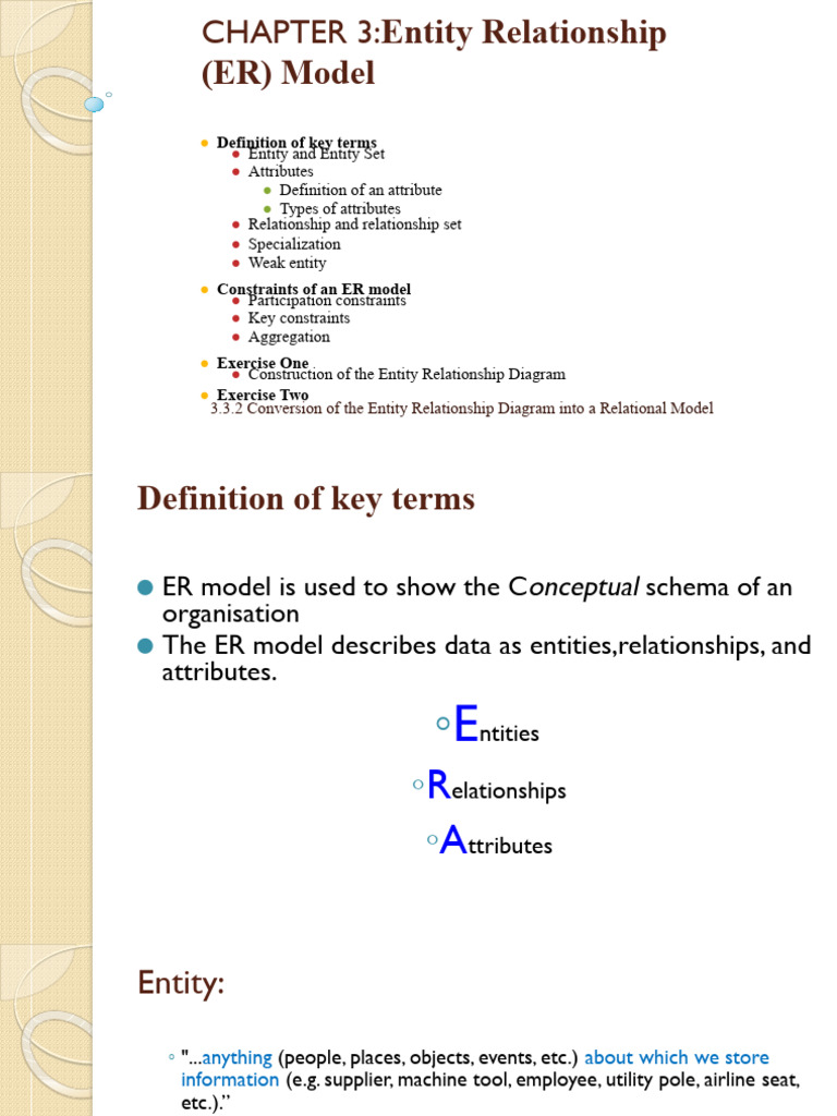 Chapter 3 Entity Relationship | PDF | Relational Model | Relational Database