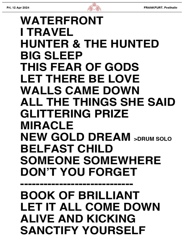 240412SM-setlist FRANKFURT | PDF
