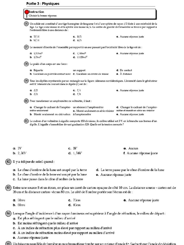 Épreuves Type Concours FMSP - Ide | PDF