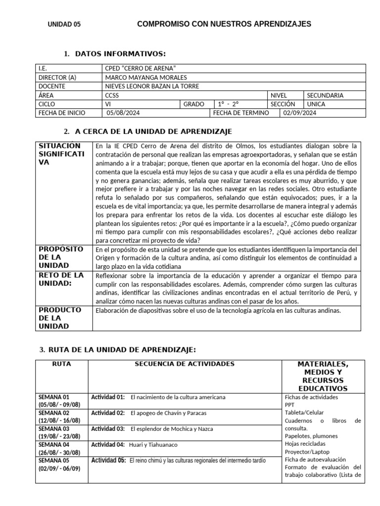 1º Unidad 5 CCSS - 2024 | PDF