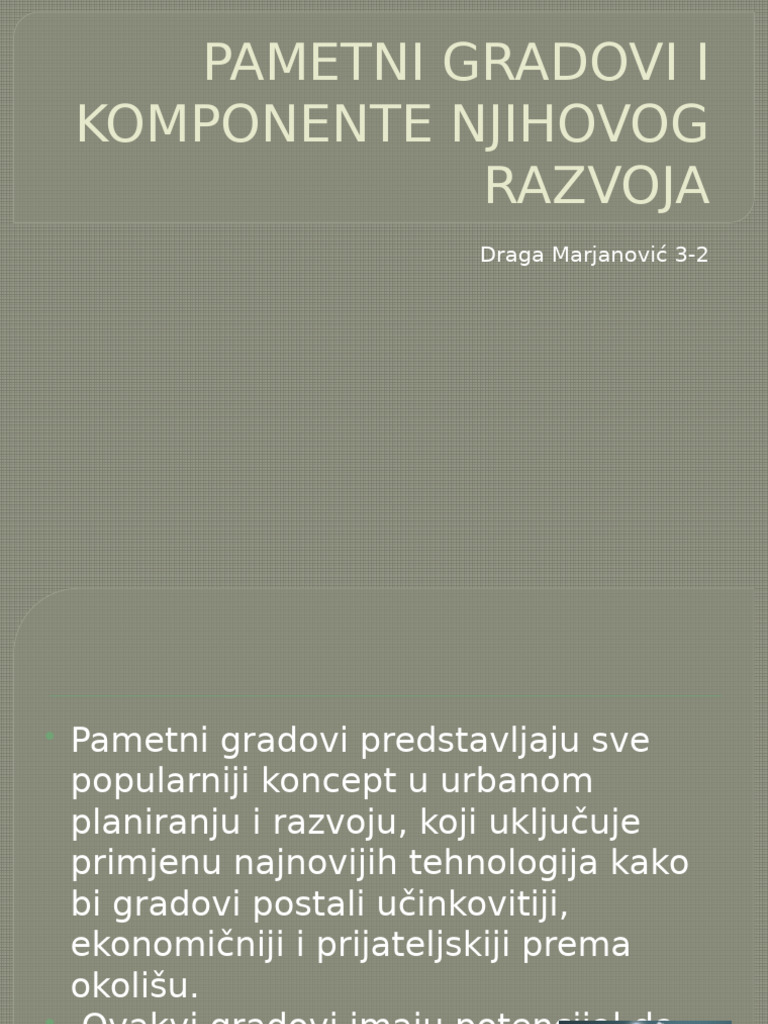 Pametni Gradovi I Komponente Njihovog Razvoja | PDF