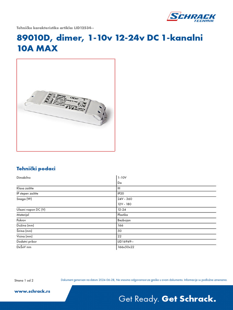 SCHRACK Led Dimer 1 CH | PDF