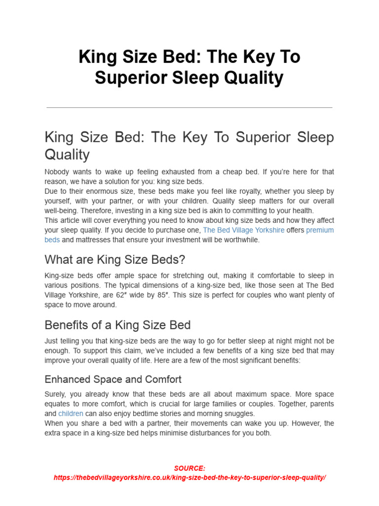 King Size Beds for Superior Sleep Quality | PDF | Sleep | Bed