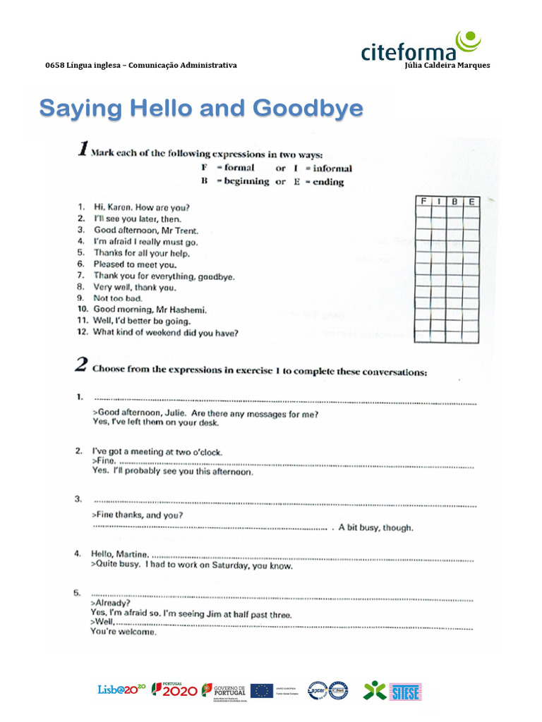 0658 #06 Saying Hello and Goodbye | PDF