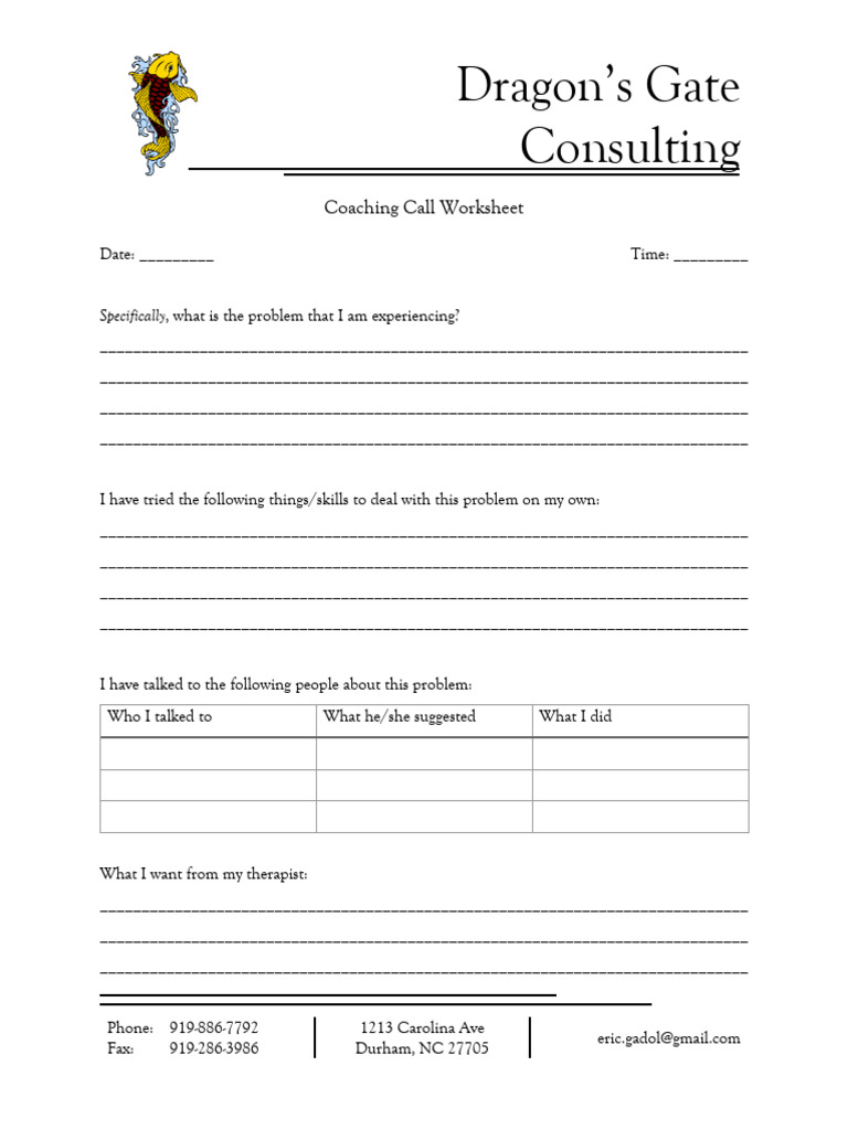 Coaching Call Worksheet | PDF