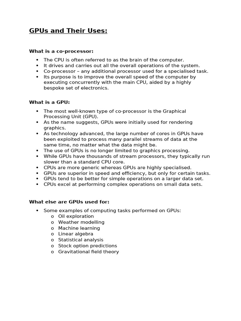 GPUs and Their Uses | PDF