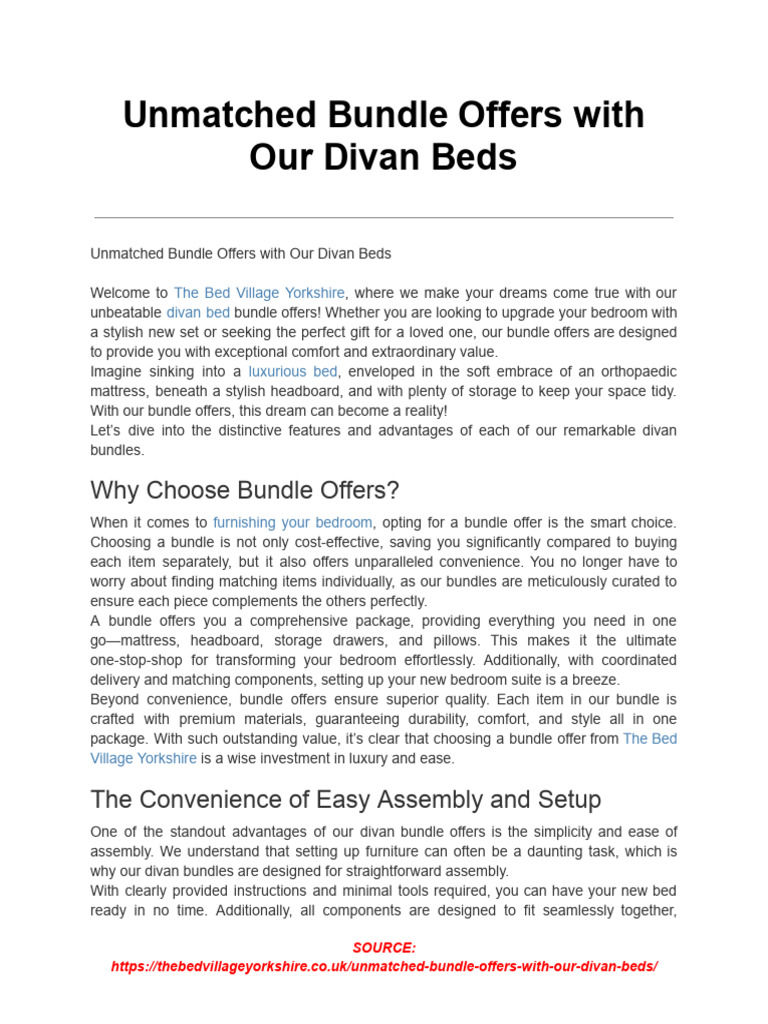Unmatched Bundle Offers With Our Divan Beds | PDF | Bedroom | Bed