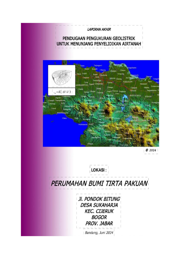 Laporan Hasil Geolistrik Penentuan Titik Sumur Air Bersih Bumi Pakuan | PDF