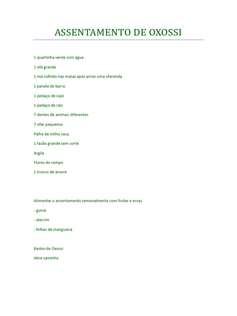 Assentamento de Oxossi | PDF