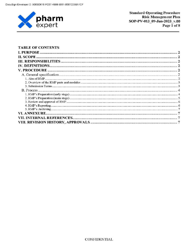 DEMO SOP PV 013 Pharmacovigilance Risk Management Plan WWW - Pharmex.co ...