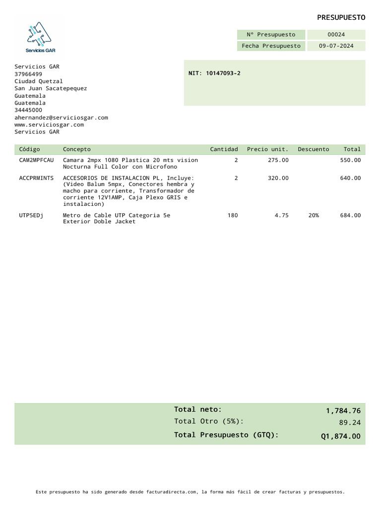 Presupuesto 20240709 00024 | PDF