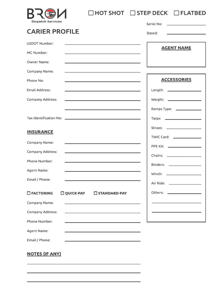 Kindrick Transport LLC Carrier Packet | PDF