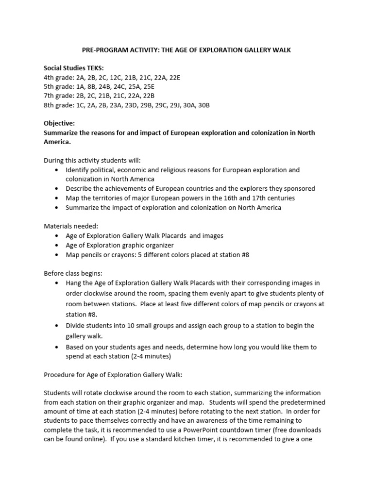 Age of Exploration Gallery Walk | PDF