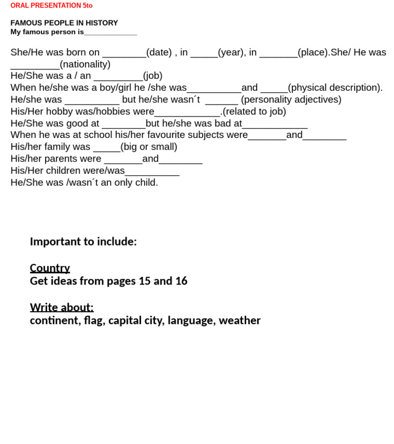 5to Oral Presentation Famous People in History | PDF