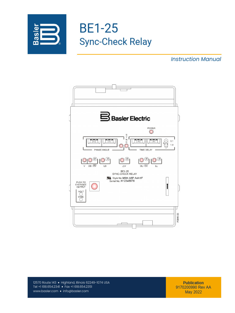 Sync-Check Relay: Instruction Manual | PDF