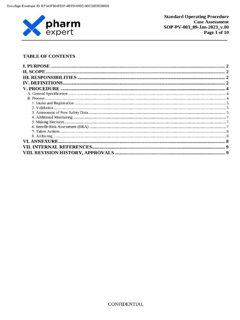 DEMO SOP PV 003 ICSR Assessment WWW - Pharmex.co | PDF