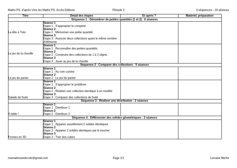 Detail Vers Les Maths PS Periode 2 | PDF