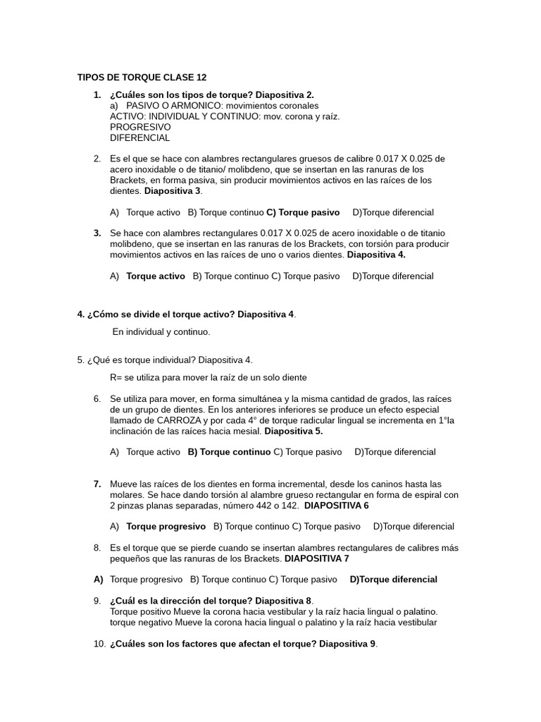 TIPOS DE TORQUE CLASE 12... | PDF