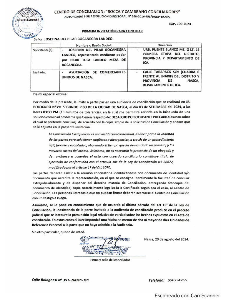 Primera Invitación Exp 109 2024 Pdf