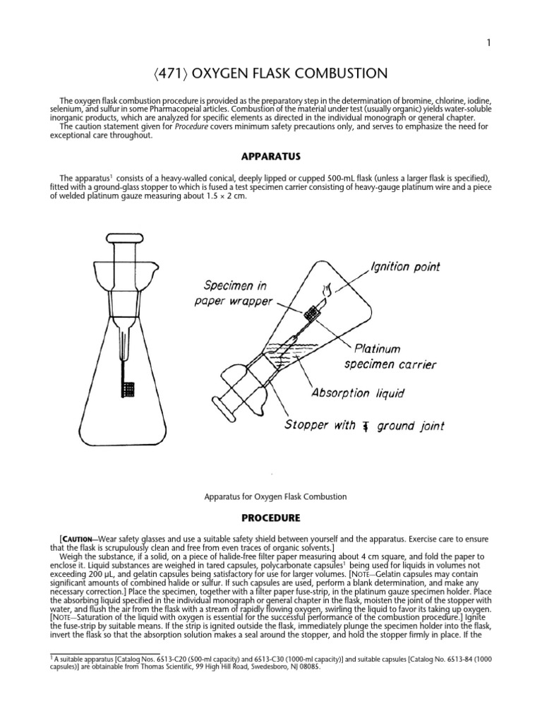 〈471〉 Oxygen Flask Combustion | PDF