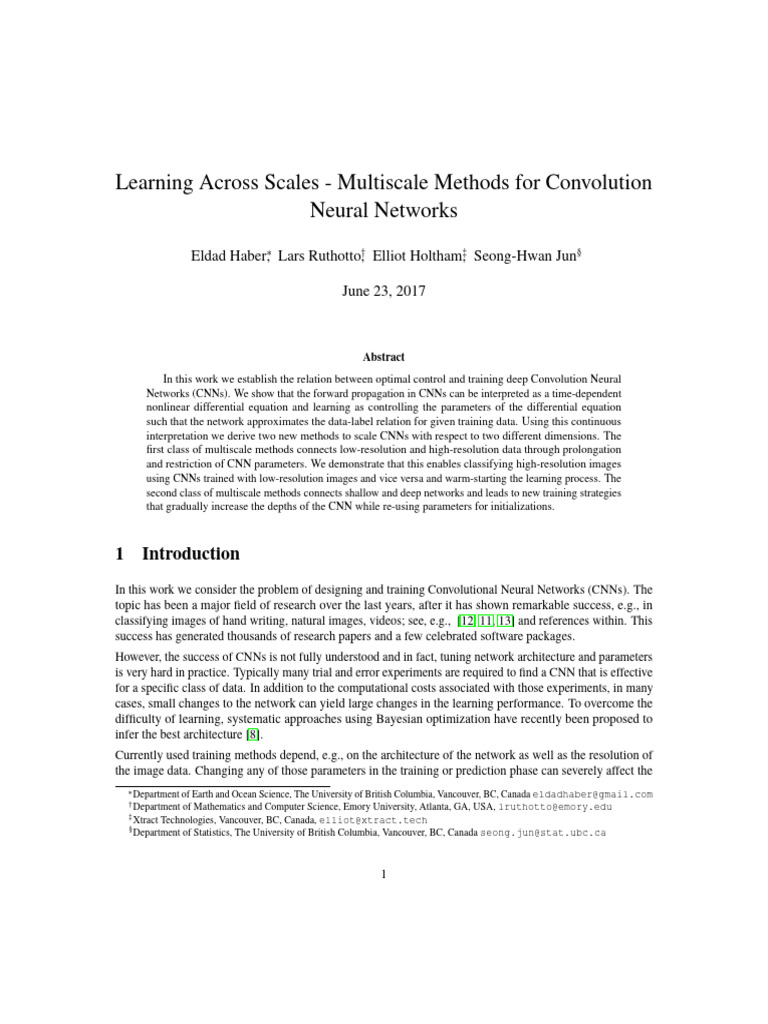 Learning Across Scales - Multiscale Methods For Convolution | PDF