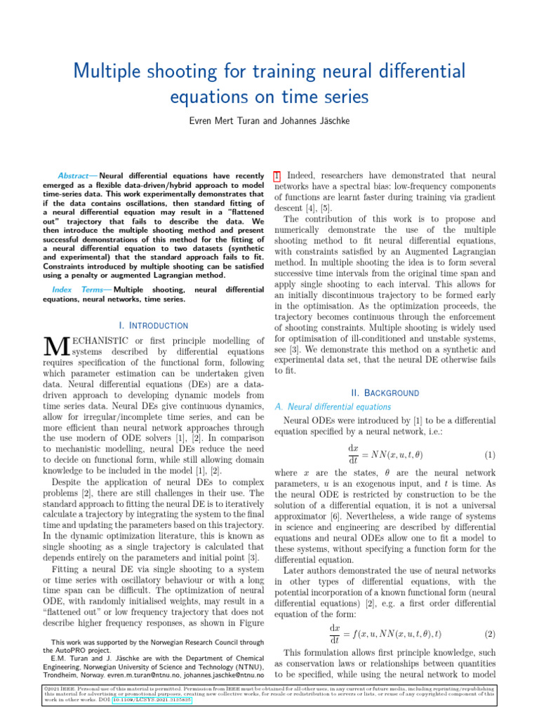 Multiple Shooting For Training Neural Differential | PDF