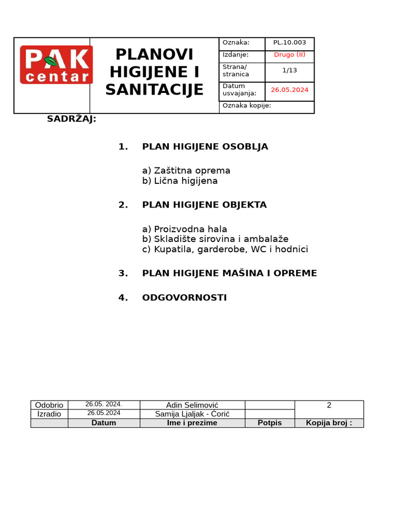 Planovi Higijene I Sanacije 2024 (Recovered) | PDF