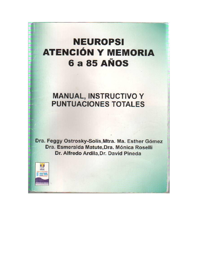 Neuropsi Atención y Memoria (Manual) | PDF