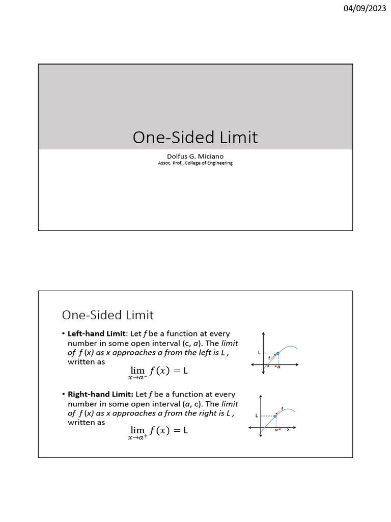 One-Sided Limit | PDF