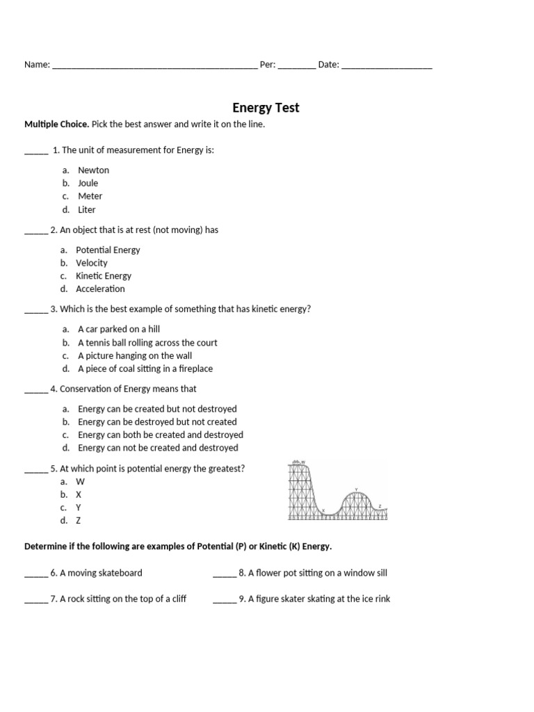 Energy Test - ESL | PDF
