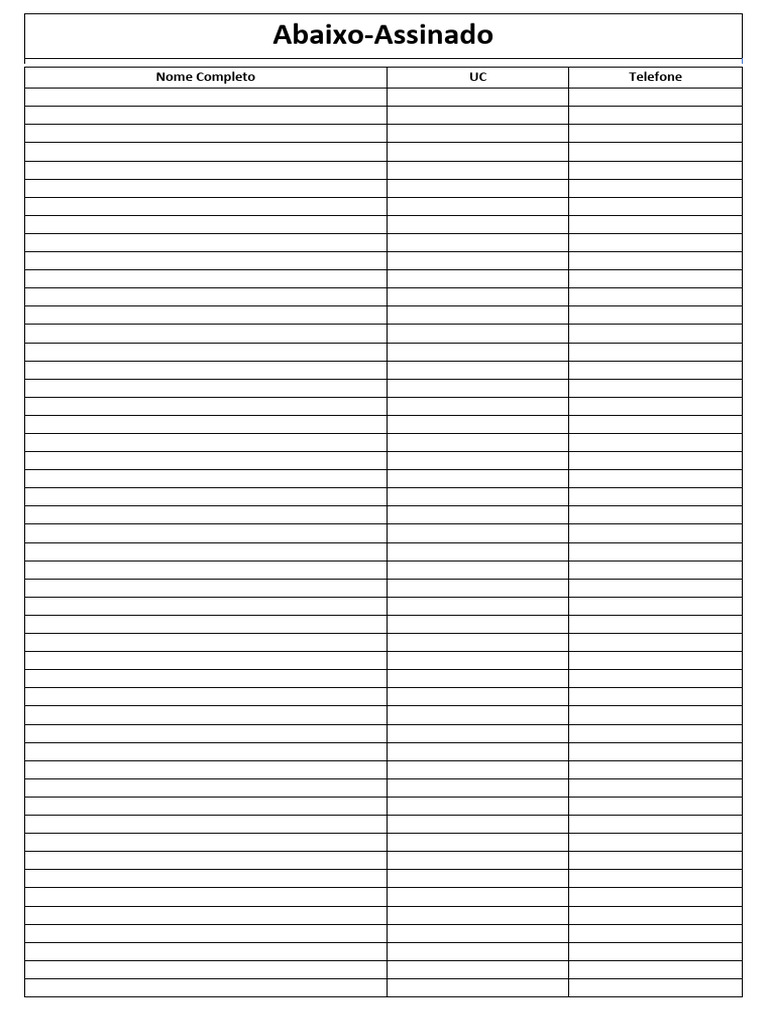 Modelo de Abaixo Assinado 2 | PDF
