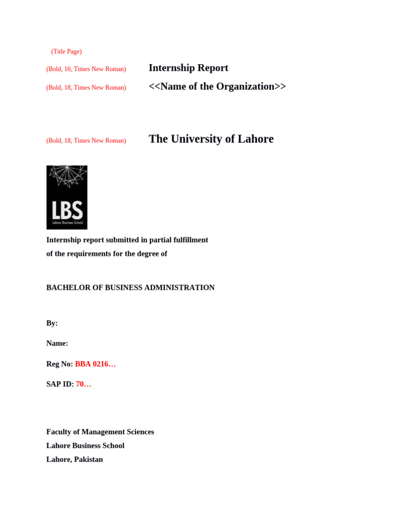 BBA Internship Format | PDF