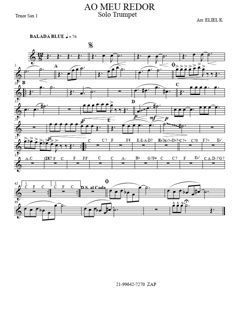 Ao Meu Redor - Score - Tenor Sax 1.. | PDF
