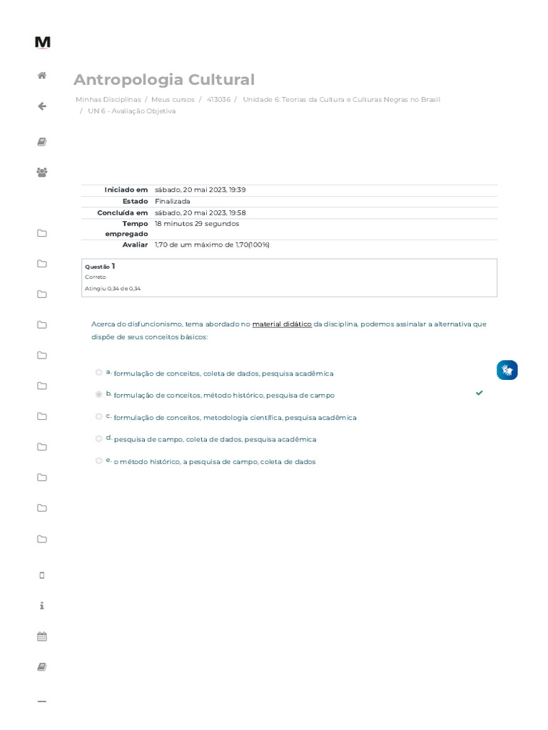 Antrop UN 6 - Avaliação Objetiva - Revisão Da Tentativa | PDF